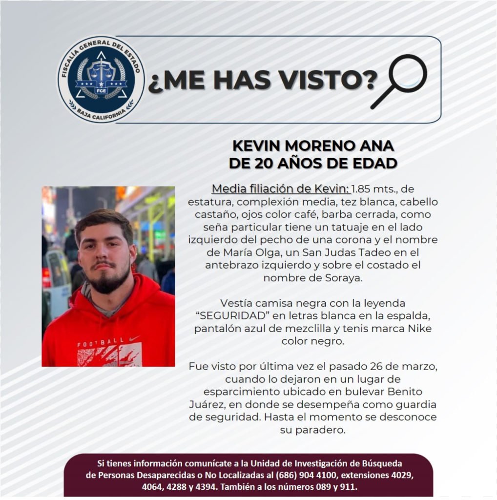 Desaparece Kevin Moreno, 20 años de edad - Periodismo Negro